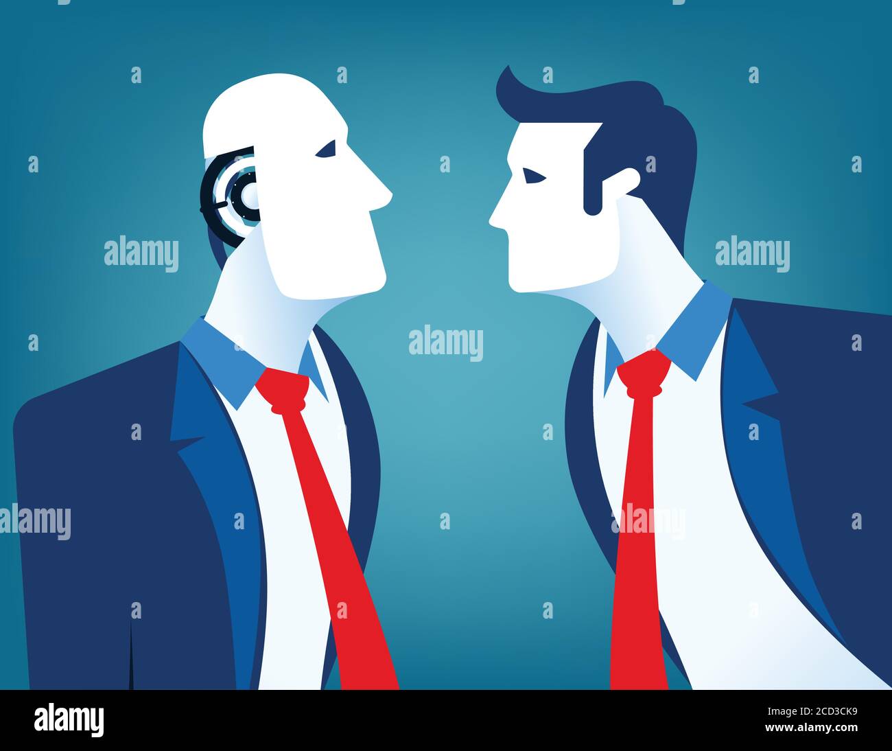 Humans vs Robots. Concept business illustration. Vector flat Stock ...