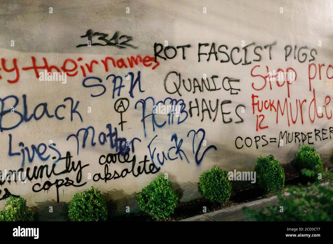 The Portland Police Association Building has heavy graffiti ...