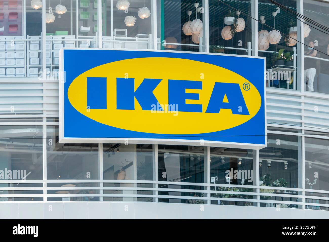 Outside logo of the first IKEA City that is newly opened in Jing'an ...