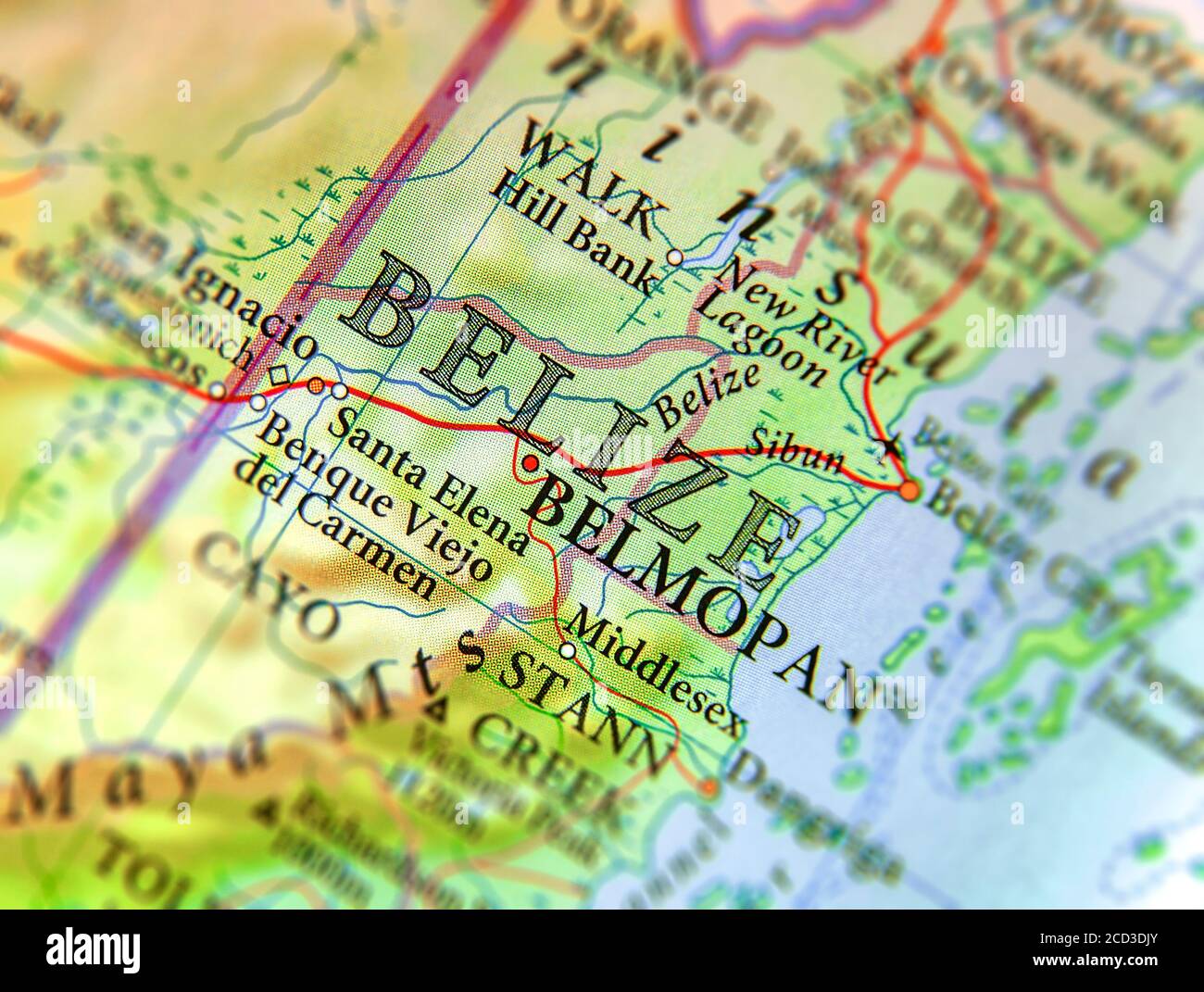 Geographic map of Belize Stock Photo - Alamy