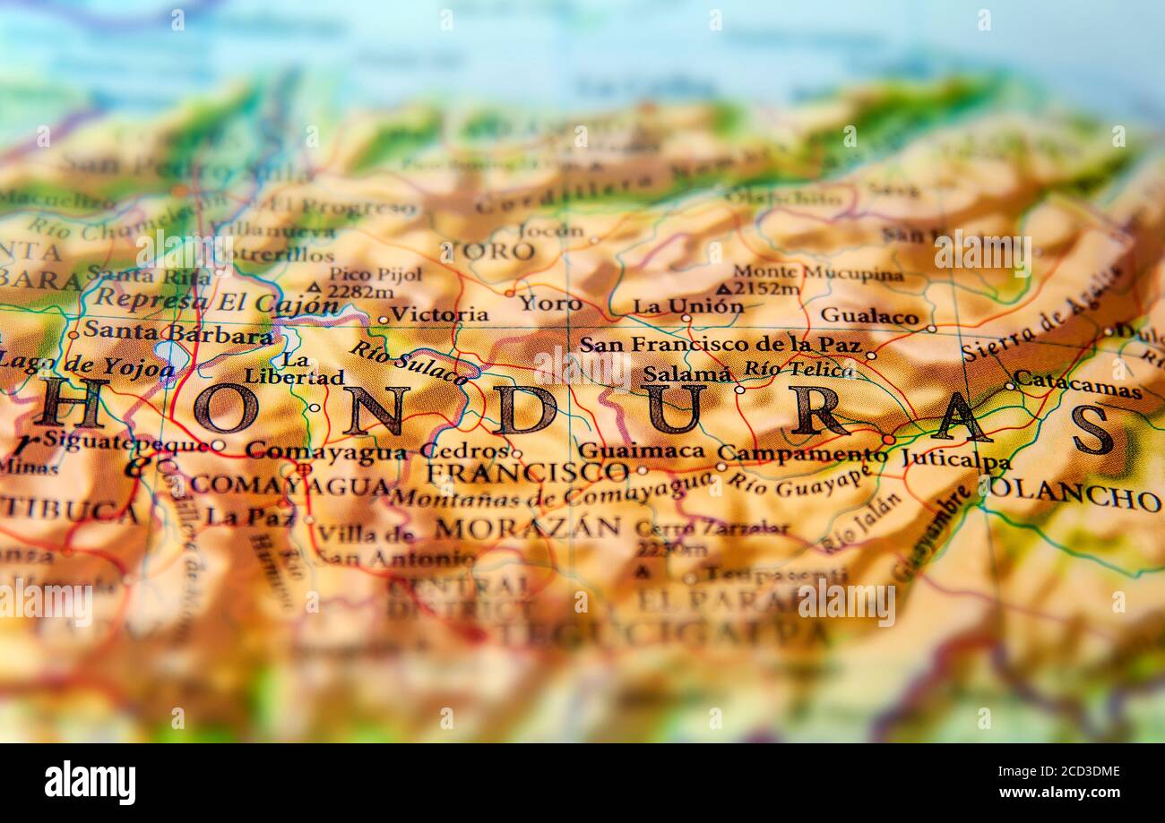 Geographic map of Honduras Stock Photo - Alamy