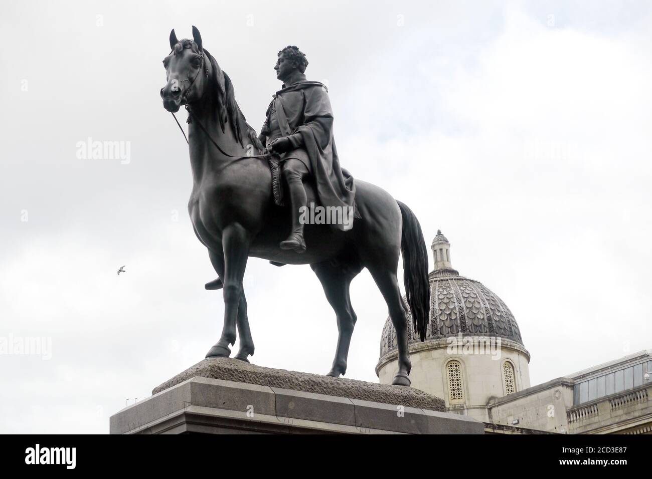 London, UK. 26th Aug, 2020. Statue of King George IV in Trafalgar ...