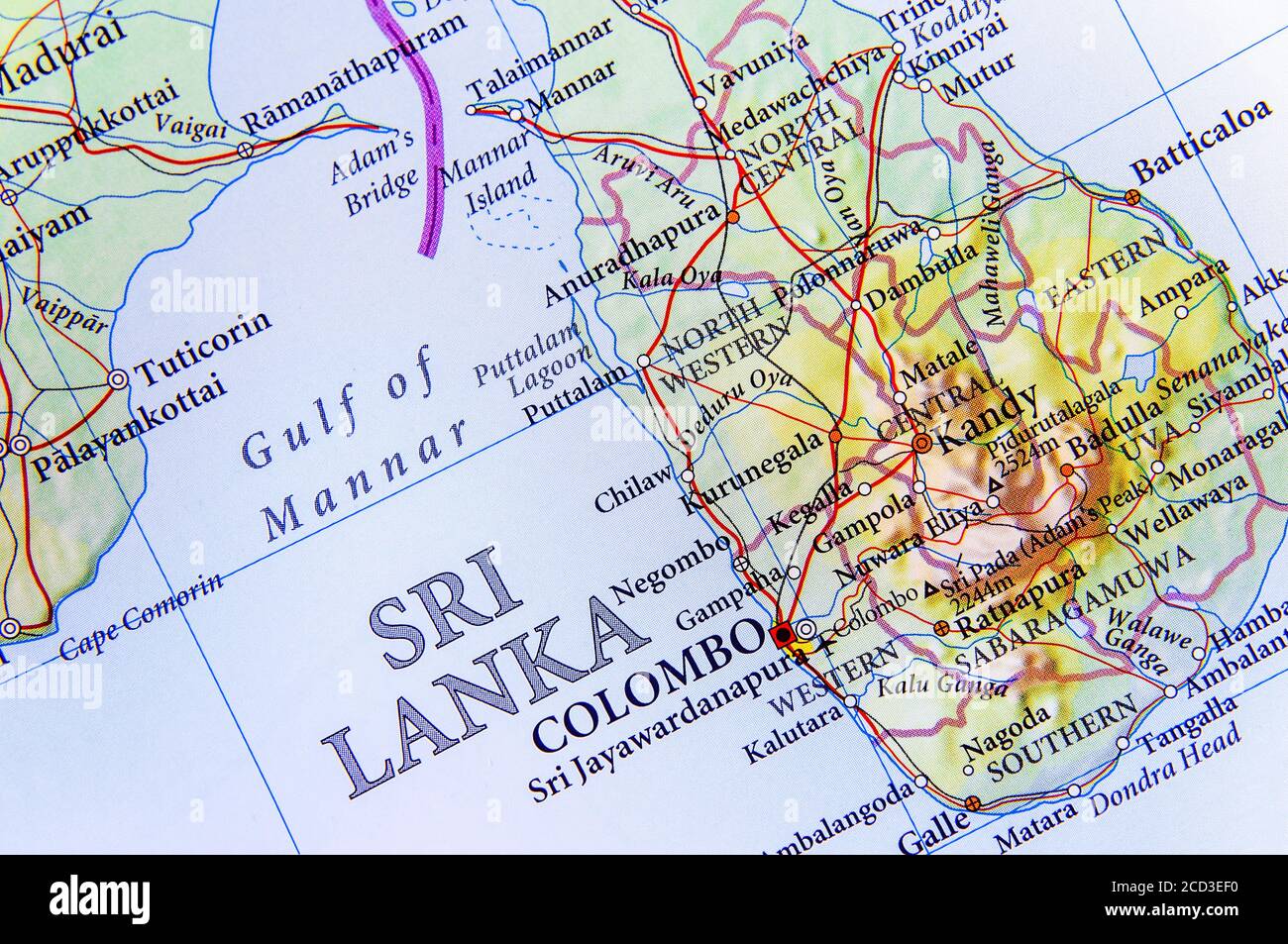 Geographic map of Sri Lanka with important cities Stock Photo - Alamy