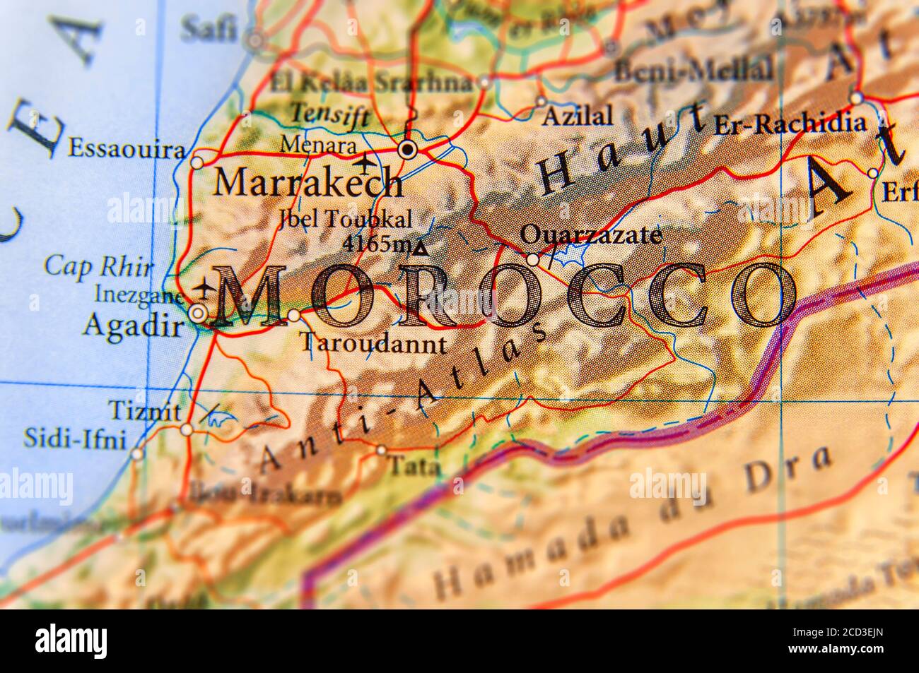 Geographic map of Morocco country with important cities Stock Photo - Alamy