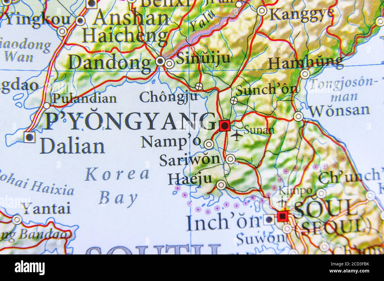 Geographic map of North Korea capital city Pyongyang Stock Photo - Alamy