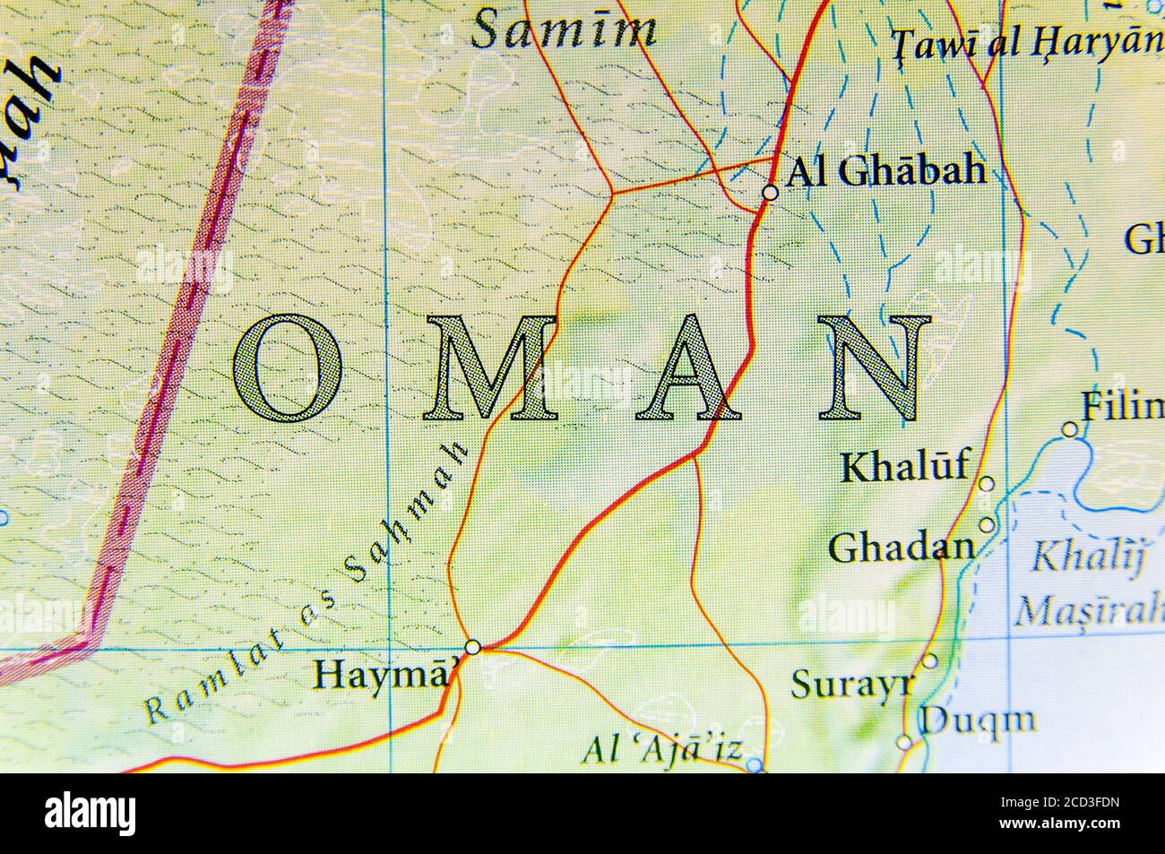 Geographic map of Oman with important cities Stock Photo - Alamy