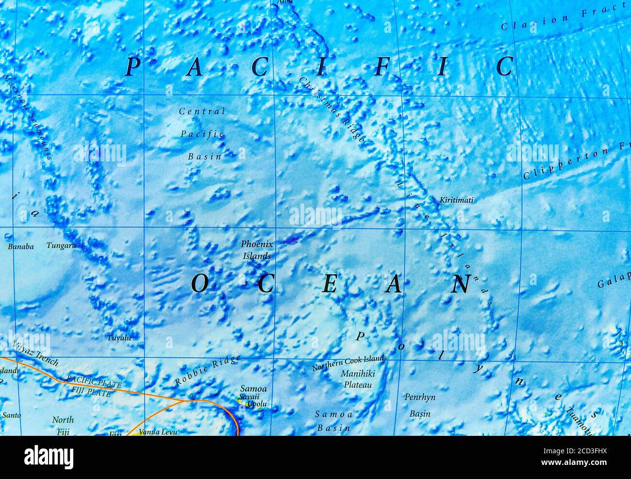 Geographic map of Pacific Ocean Stock Photo - Alamy