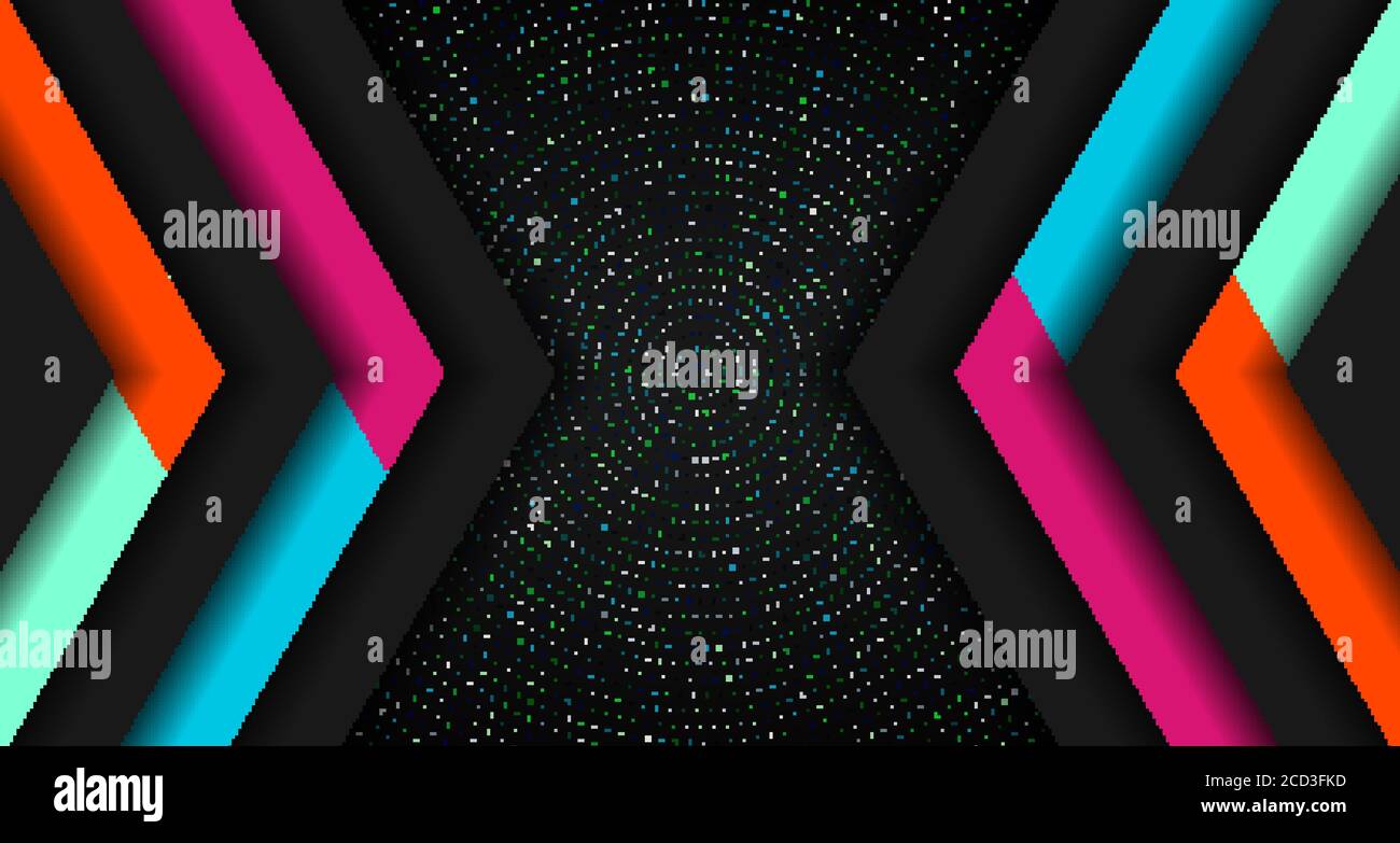 Abstract vibrant color triangle geometric overlap layer on glowing ...