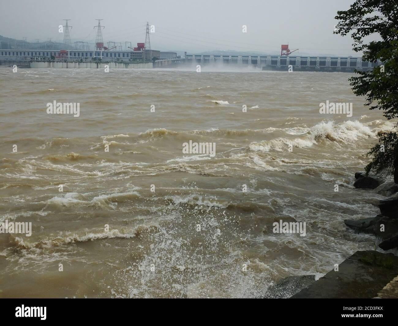 The Gezhou Dam discharges flood caused by rainstorm in Yichang city ...