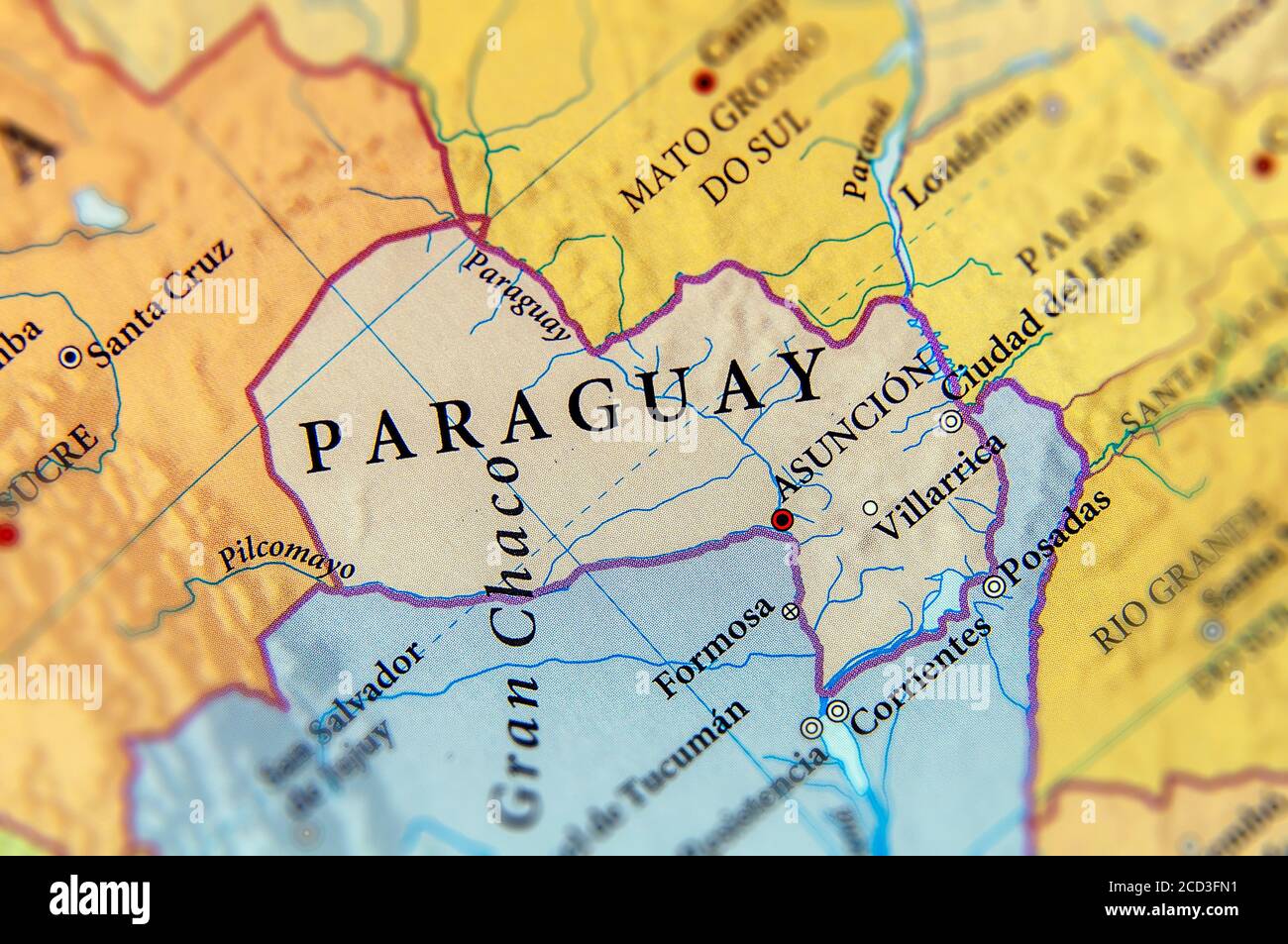 Geographic map of Paraguay Stock Photo - Alamy
