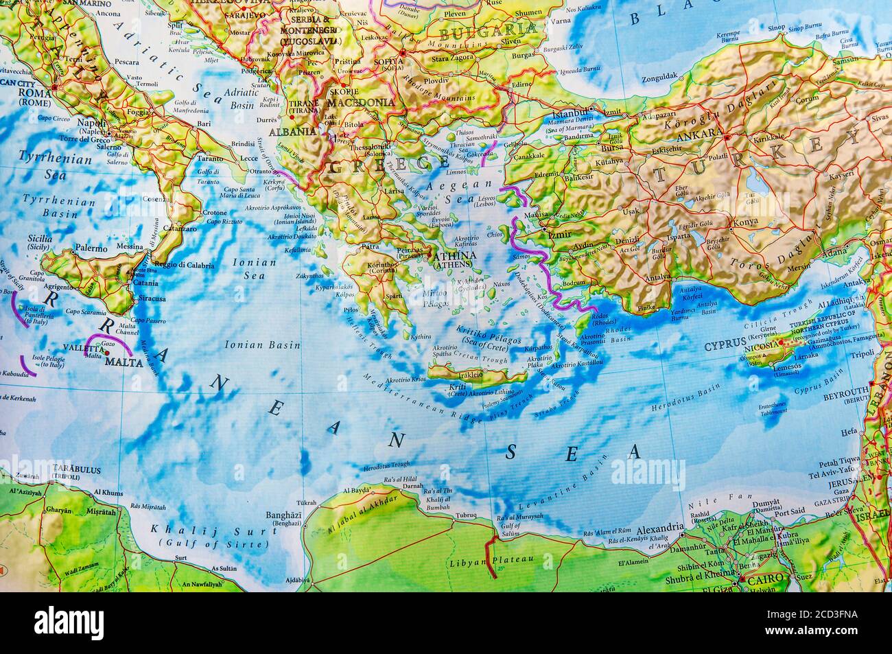 Geographic map of part of Europe Stock Photo - Alamy