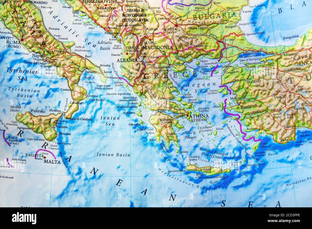 Geographic map of part of Europe Stock Photo - Alamy