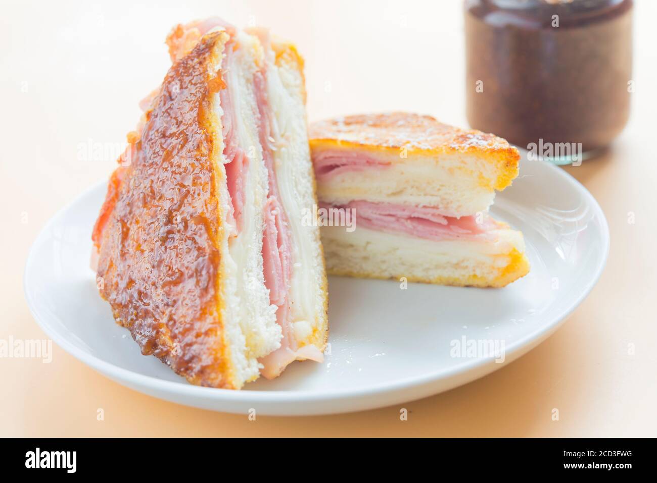 Sandwich monte cristo raspberry front view Stock Photo - Alamy