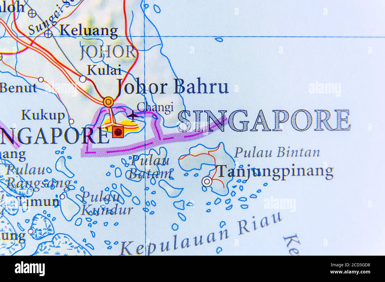 Geographic map of Singapore with important cities Stock Photo - Alamy