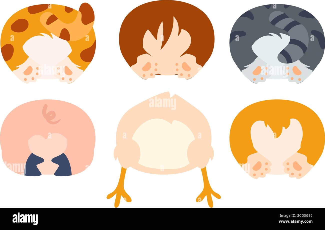 Cute animal butt set Stock Vector Image & Art - Alamy