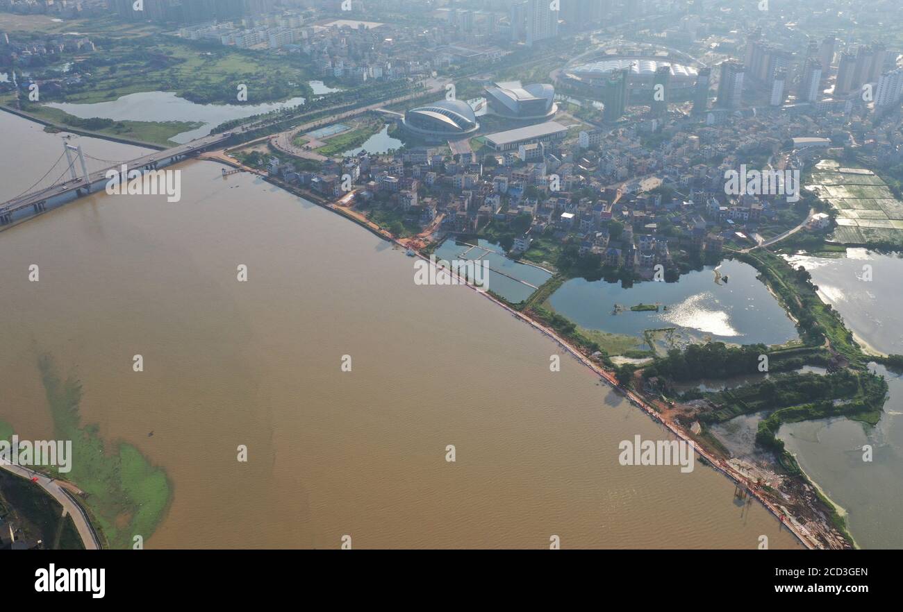 An aerial view of the Poyang Lake, the largest freshwater lake in China ...
