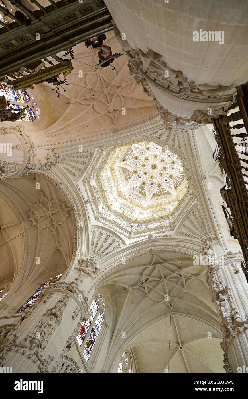 Espectacular gothic-plateresque dome, Burgos Cathedral, Spain Stock ...