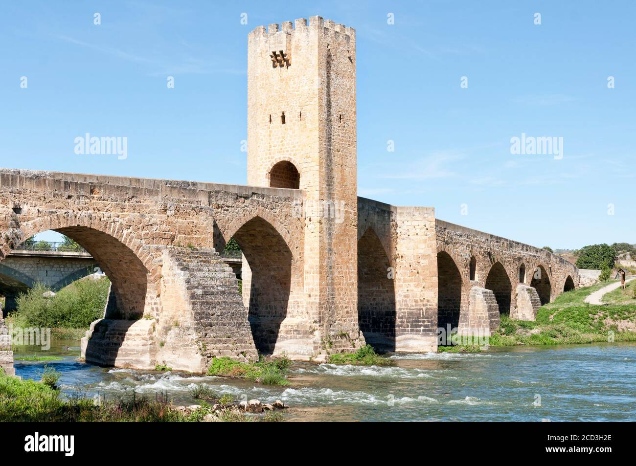 Medieval bridge of Frias, 143 metres long and 9 arches, is of Roman ...