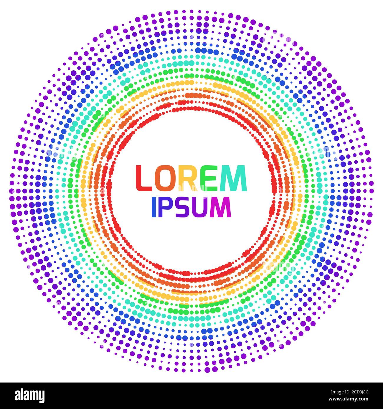 Round template of rainbow frame with halftone. Vector element for ...