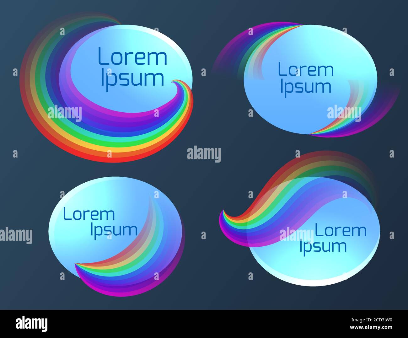 Set of oval banners with a rainbow. Vector element for infographics ...