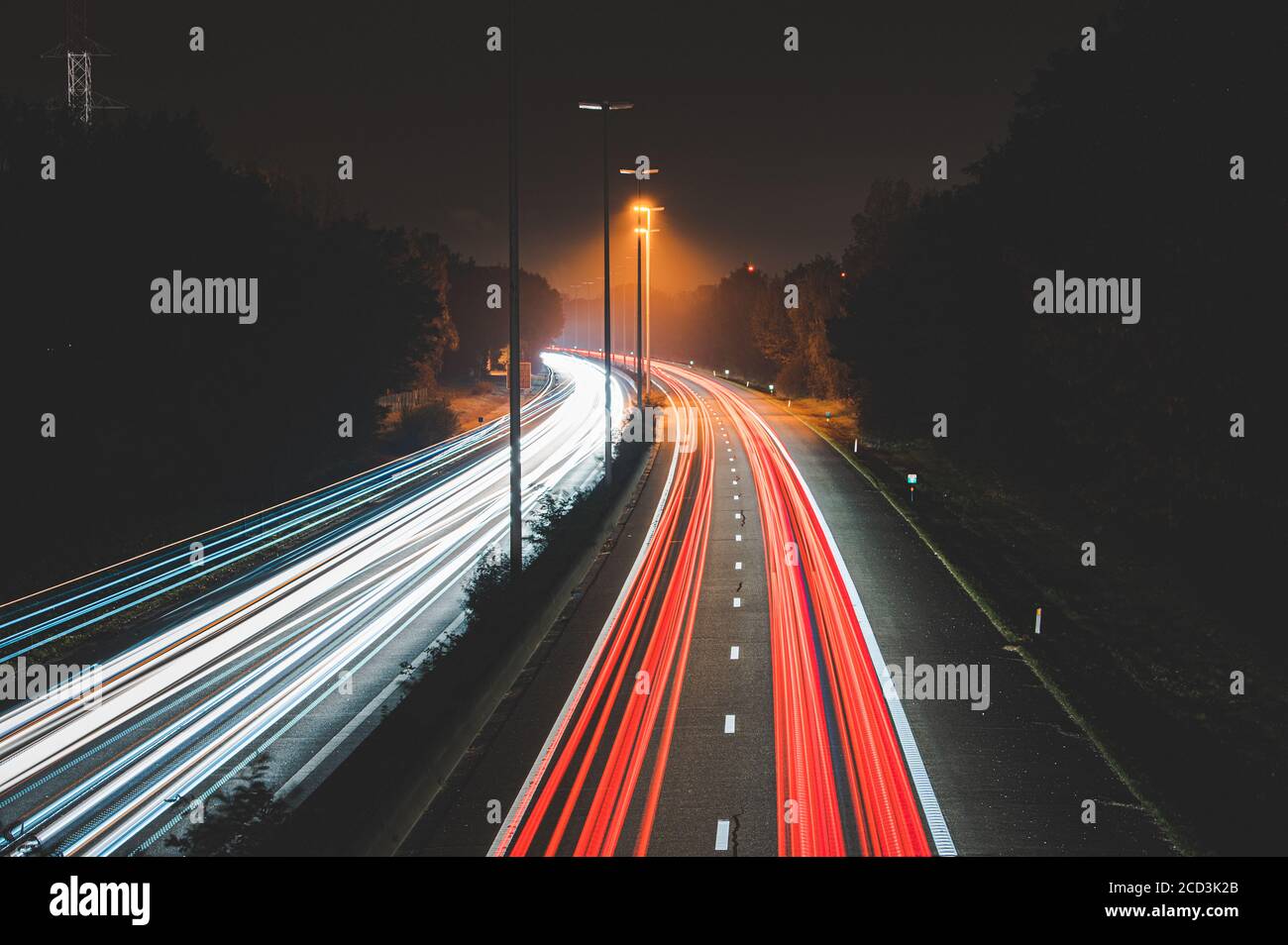 traffic on highway at night Stock Photo - Alamy