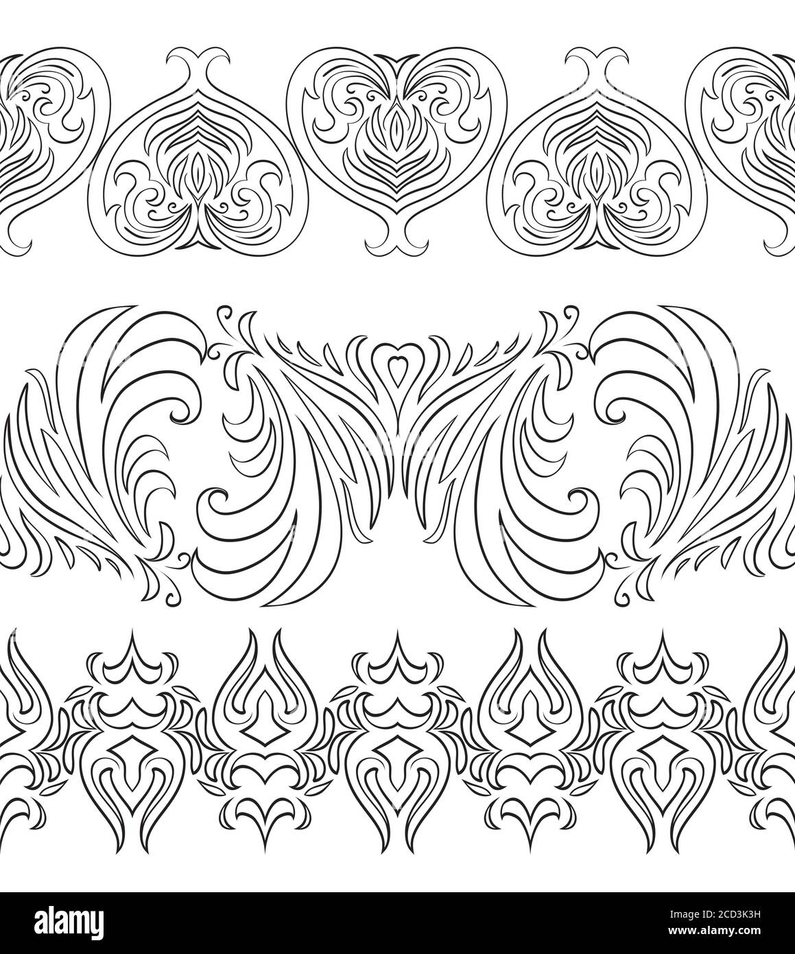 Seamless black and white vintage border. Vector pattern for frames ...