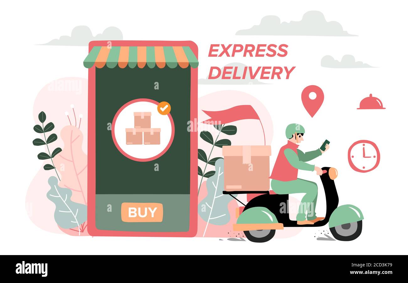 Delivery website banner in flat illustration vector style Stock Vector ...