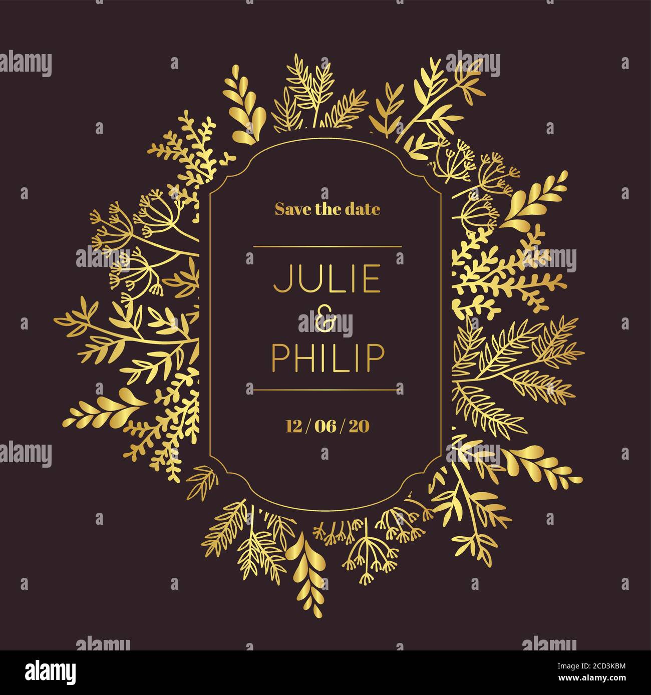 Wedding Invitation card. Frame with space for the name of the couple ...