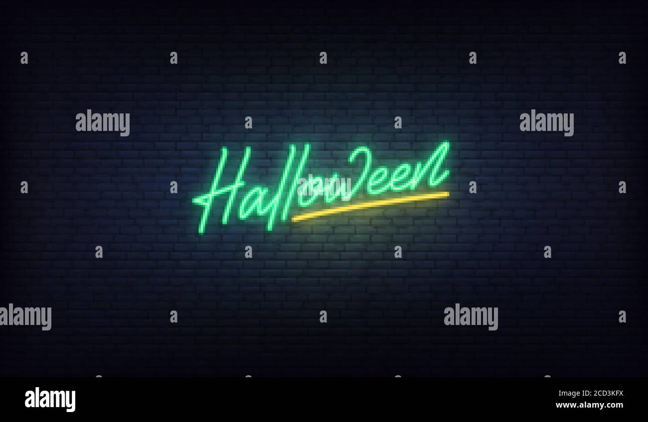 Halloween neon lettering sign. Halloween vector holiday design Stock ...
