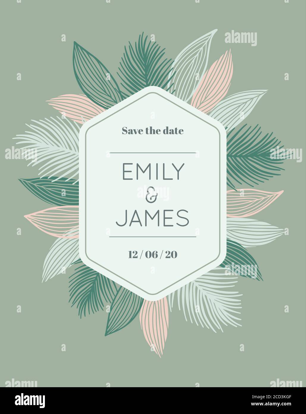 Wedding Invitation card. Frame with space for the name of the couple ...