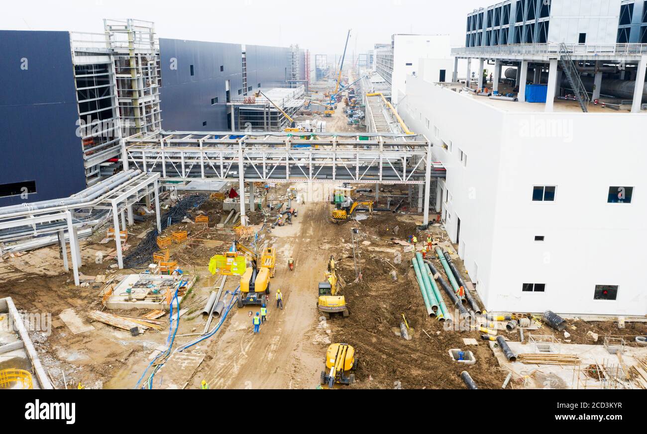 An aerial view of buildings belonging to the phase 2 project of Tesla ...