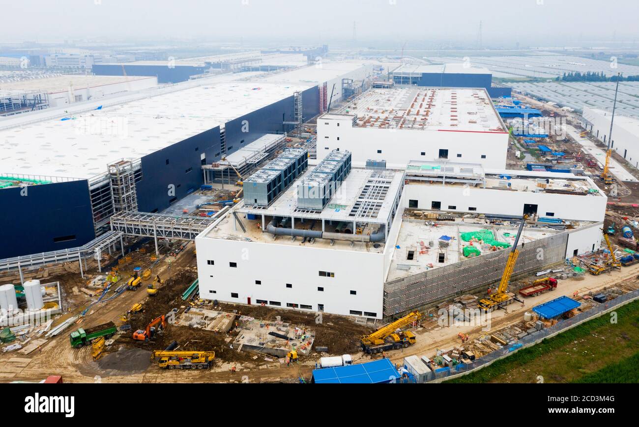An aerial view of buildings belonging to the phase 2 project of Tesla ...