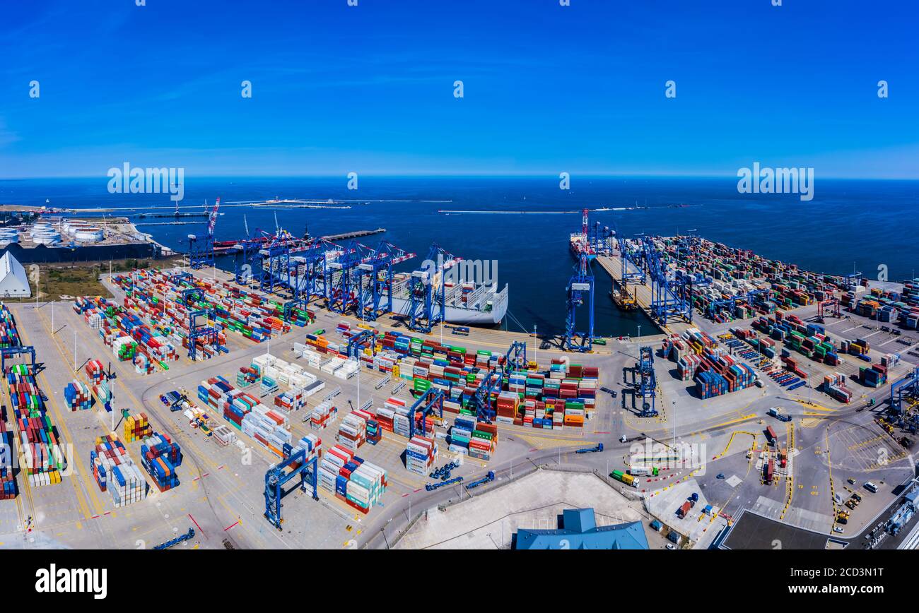 Container ship from sea port working for delivery containers shipment ...