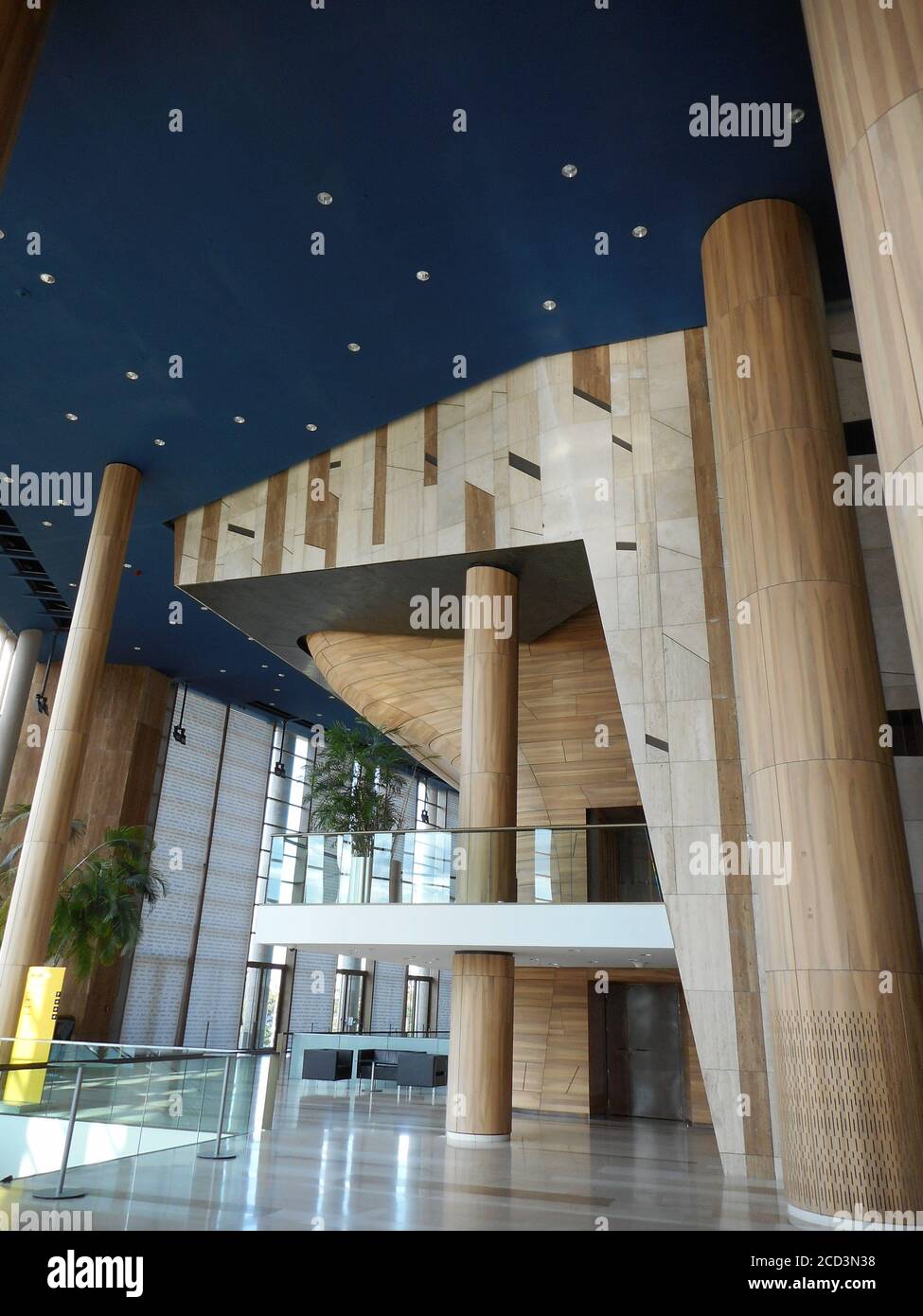 Modern interior with wooden panel. Budapest contemporary art museum ...