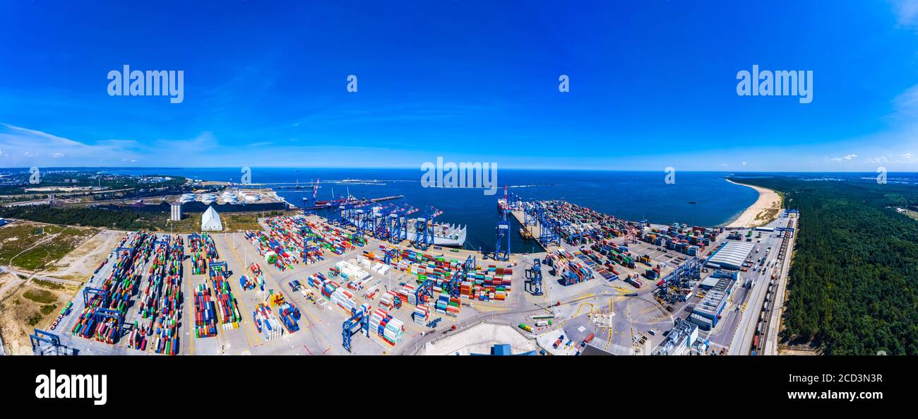 Container ship from sea port working for delivery containers shipment ...