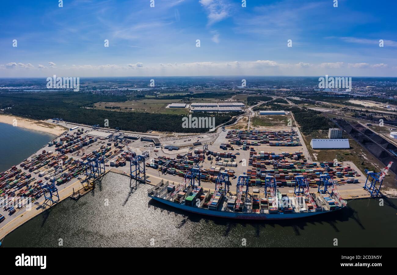 Container ship from sea port working for delivery containers shipment ...