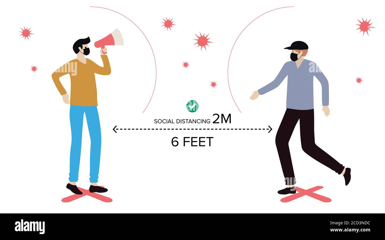 Social distancing, keep distance with people in public places to stop ...