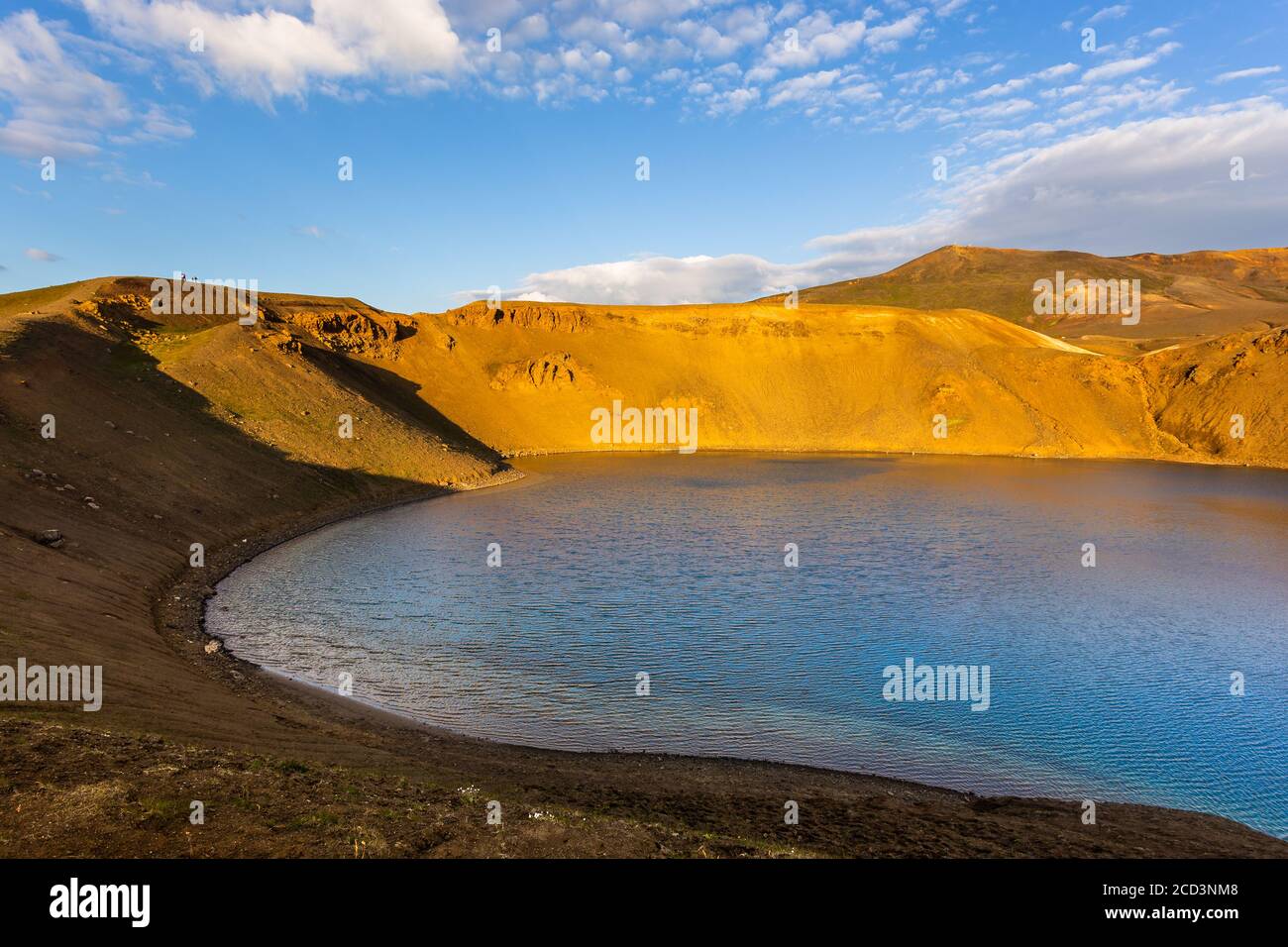 View of the Krafla, active caldera with a blue crater lake in the north ...