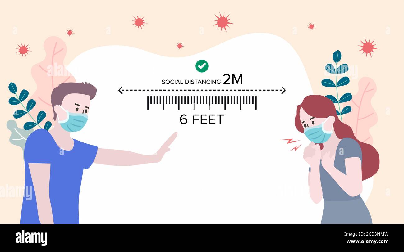 Social distancing, keep distance with people in public places to stop ...
