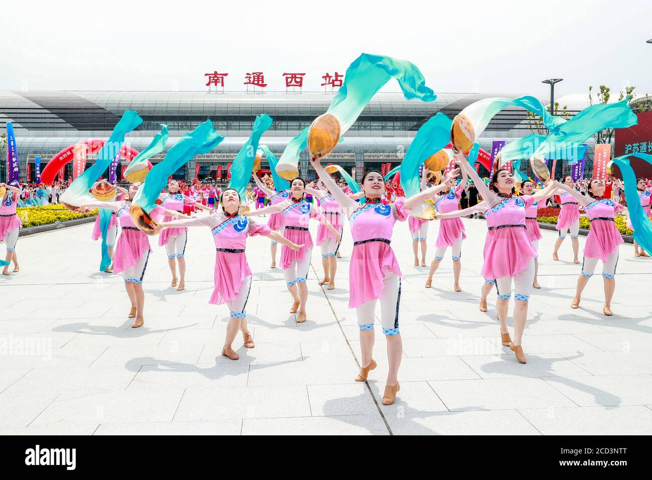 People dance to celebrate the official use of Hutong Yangtze River ...