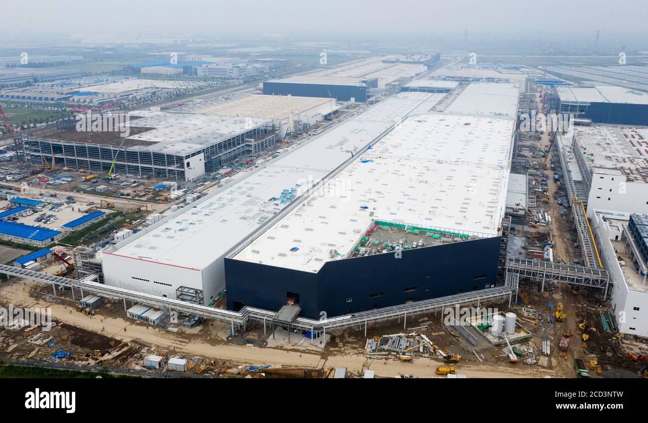 An aerial view of buildings belonging to the phase 2 project of Tesla ...