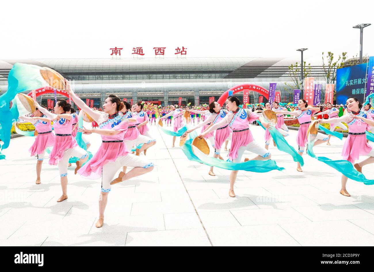 People dance to celebrate the official use of Hutong Yangtze River ...