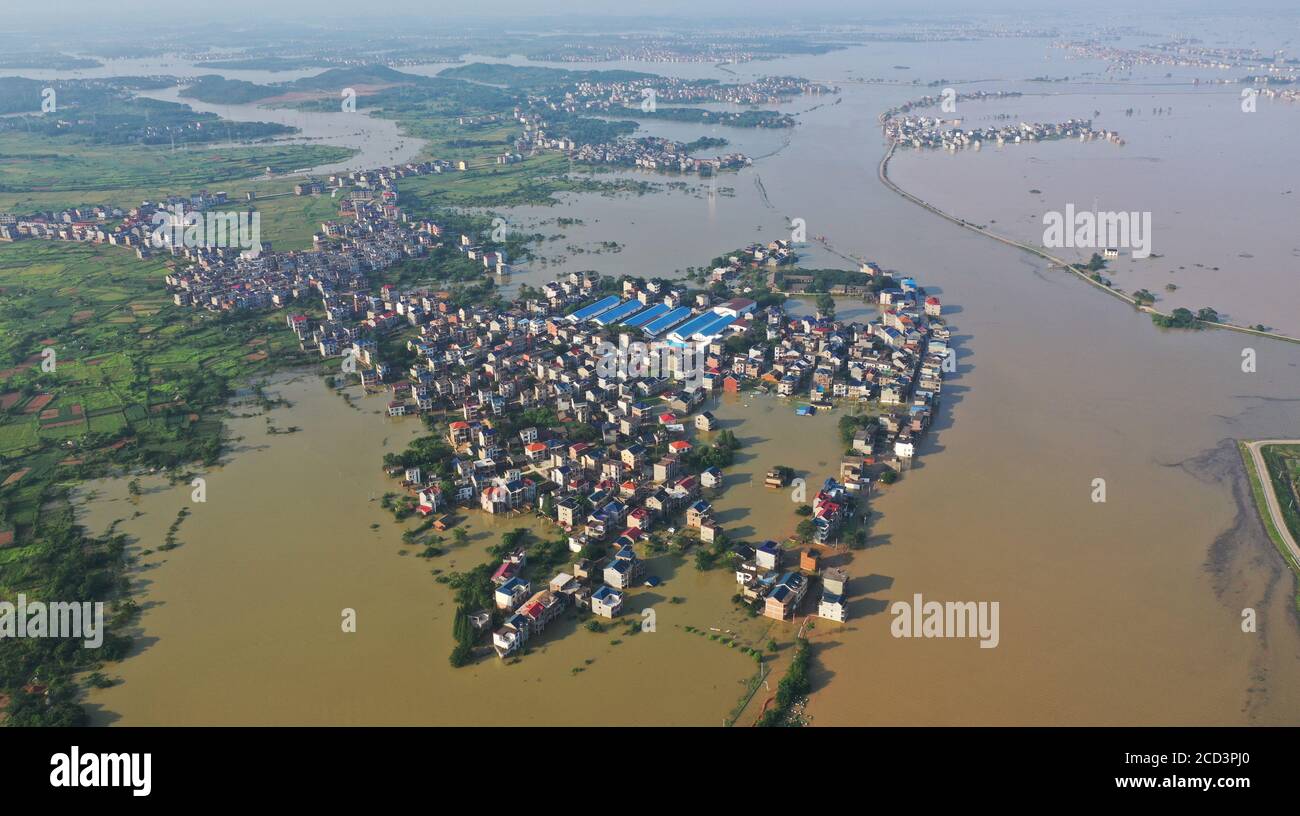 An aerial view of the Poyang Lake, the largest freshwater lake in China ...