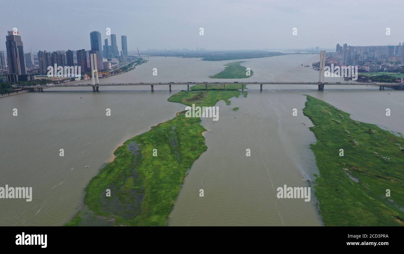 Aerial view of some of the inner islands and lands submerged by the ...