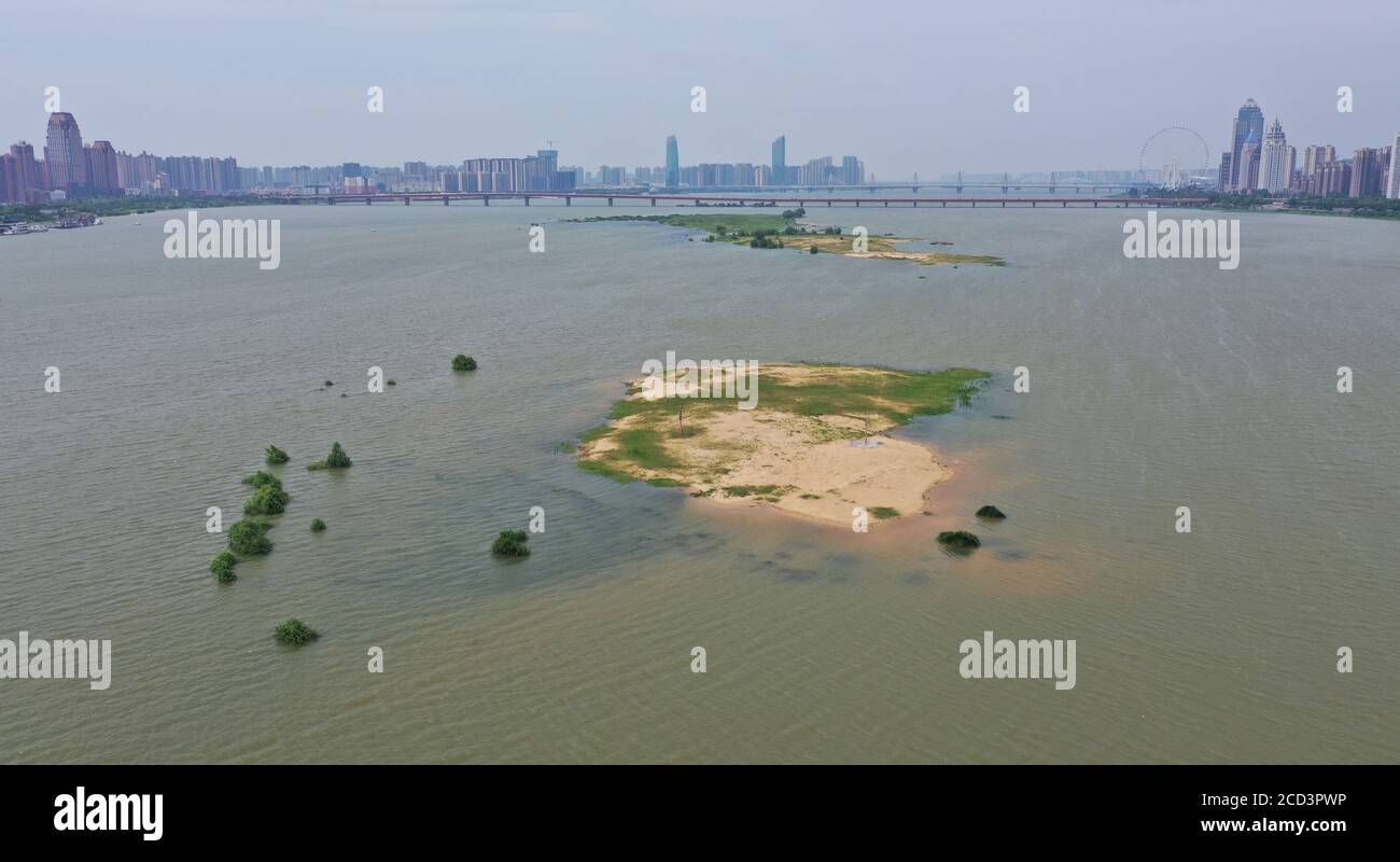 Aerial view of some of the inner islands and lands submerged by the ...