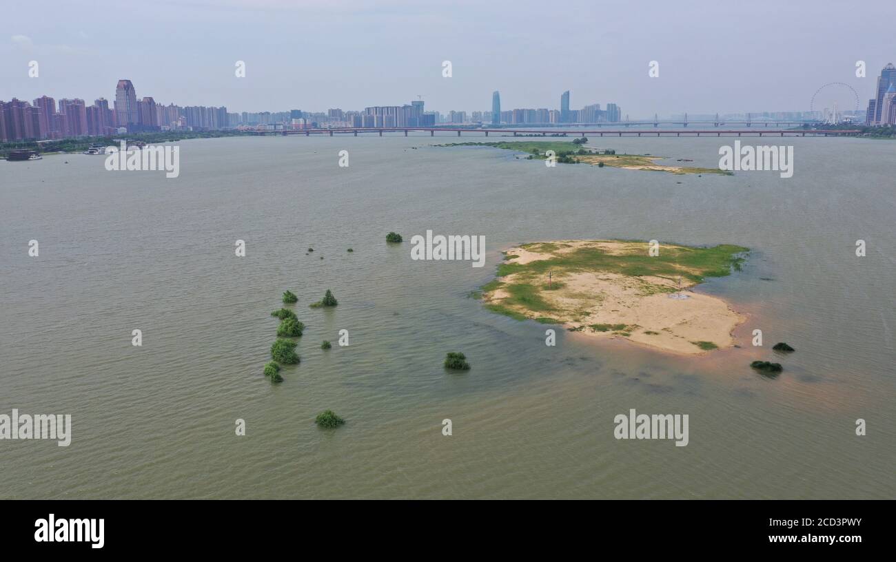 Aerial view of some of the inner islands and lands submerged by the ...