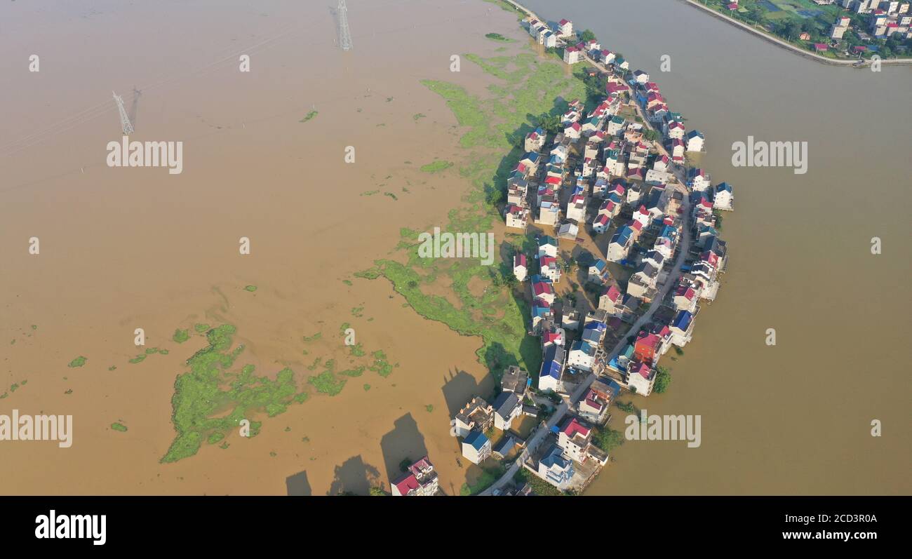 An aerial view of the Poyang Lake, the largest freshwater lake in China ...