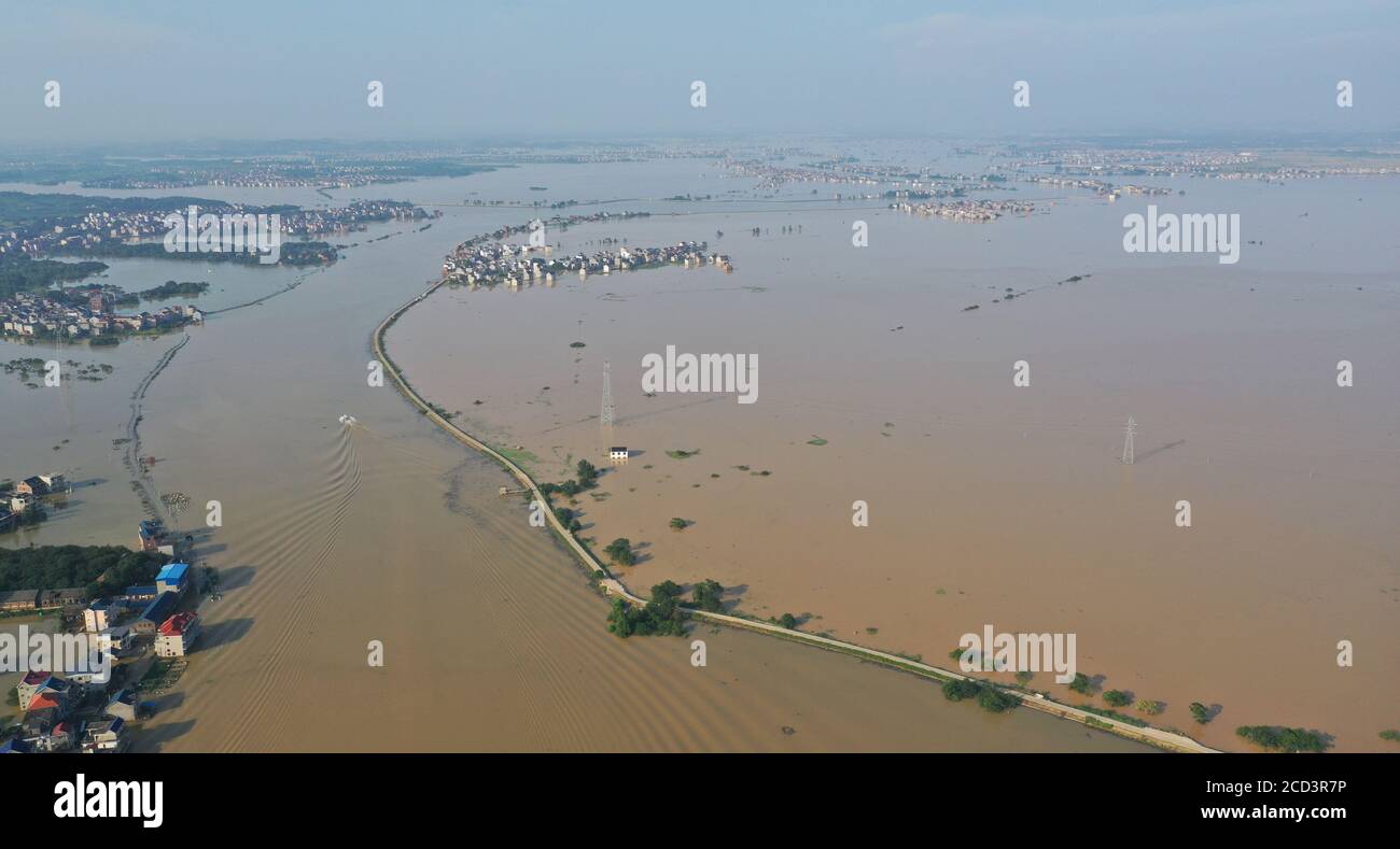 An aerial view of the Poyang Lake, the largest freshwater lake in China ...