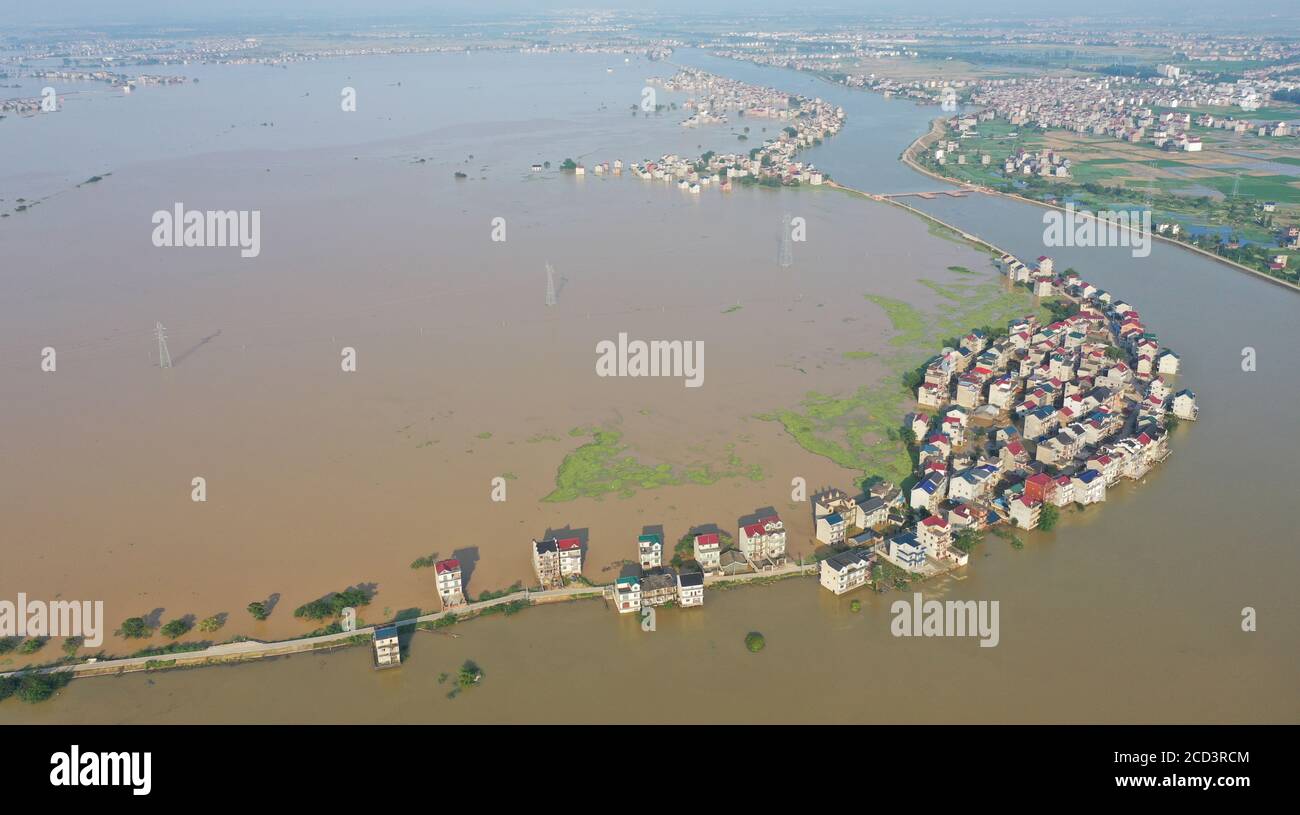An aerial view of the Poyang Lake, the largest freshwater lake in China ...