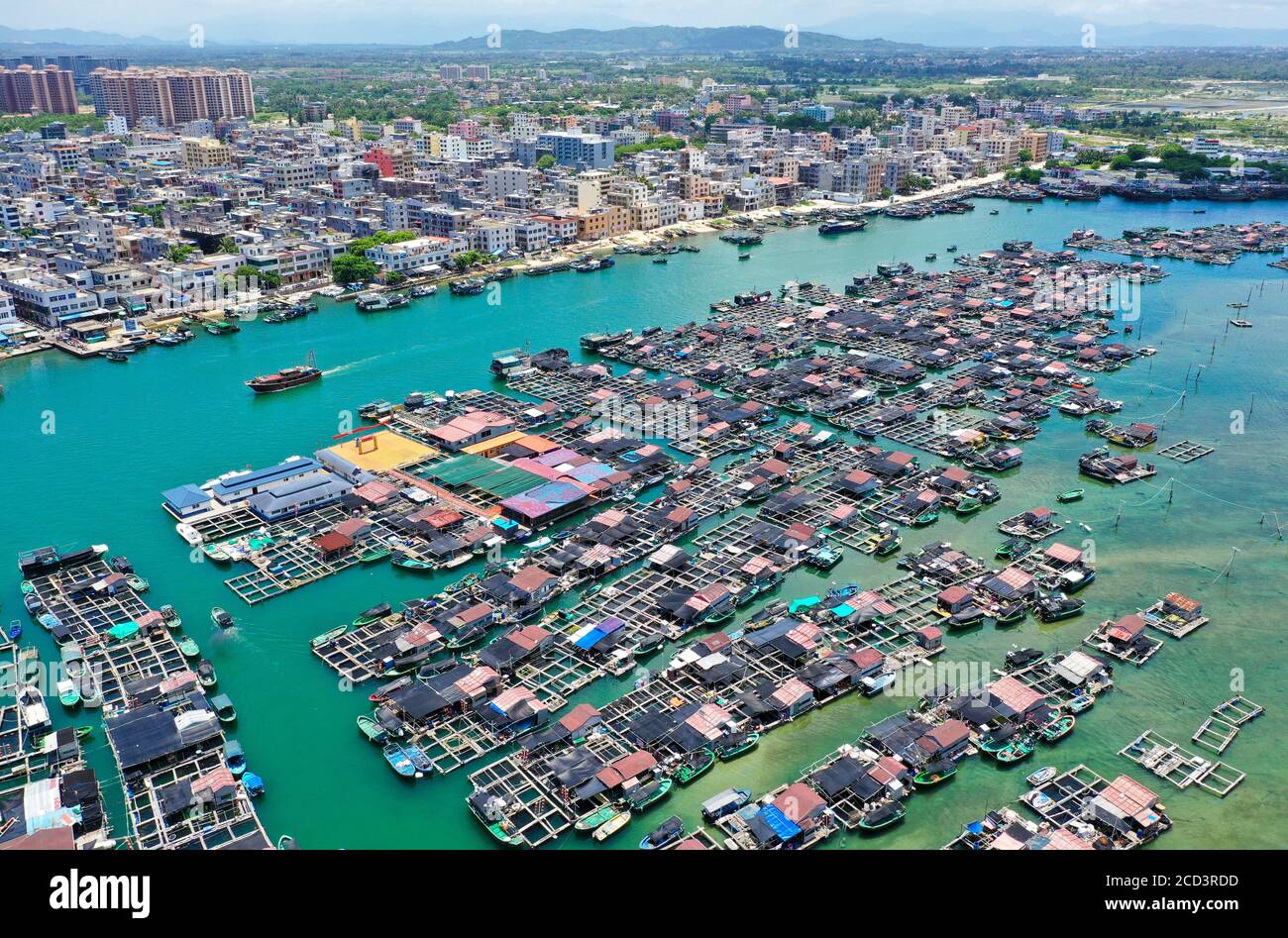 Aerial view of the houses of Tanka people, an ethnic group in Southern ...